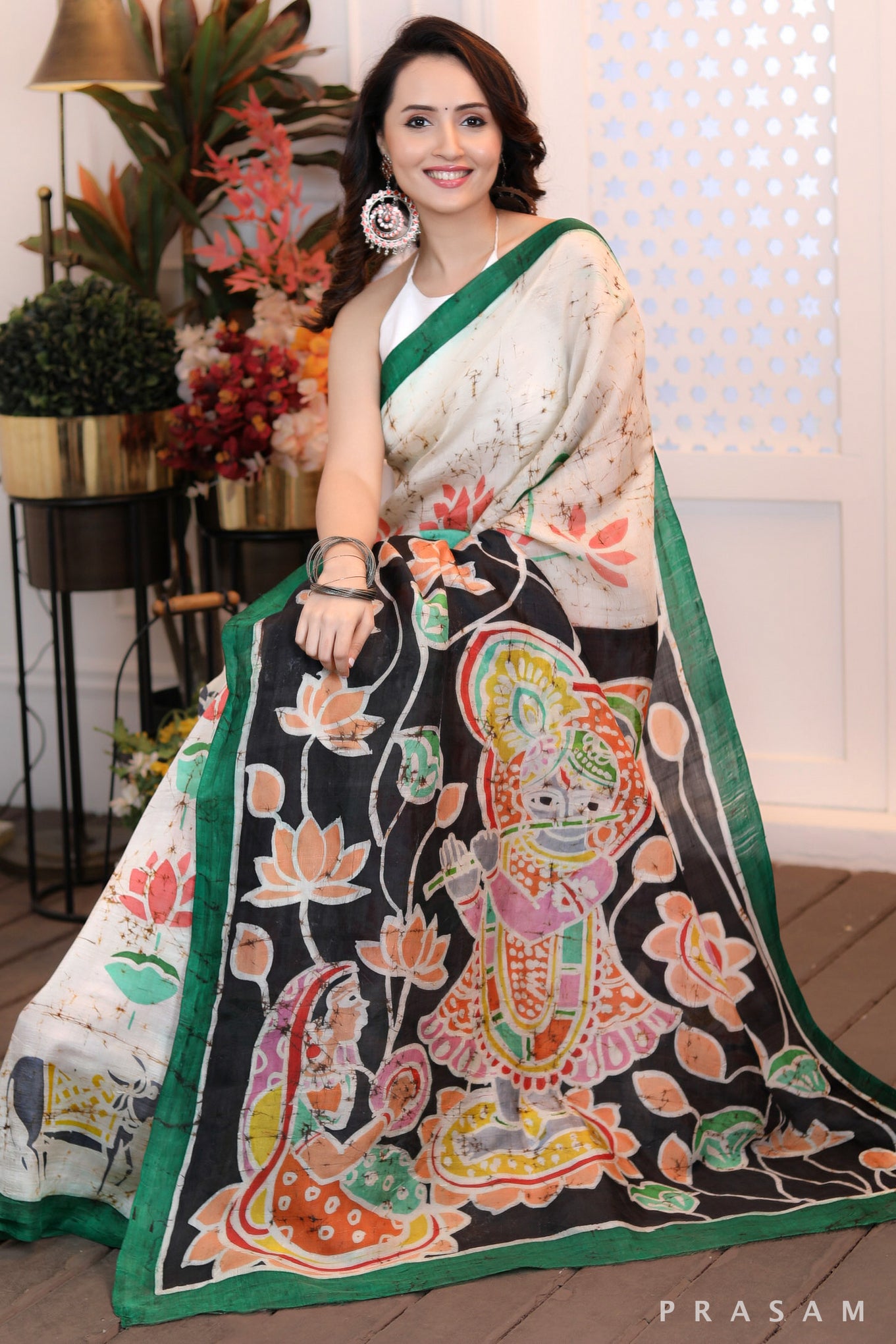 Effortless Glamour Contemporary ethnic batik handpainted saree