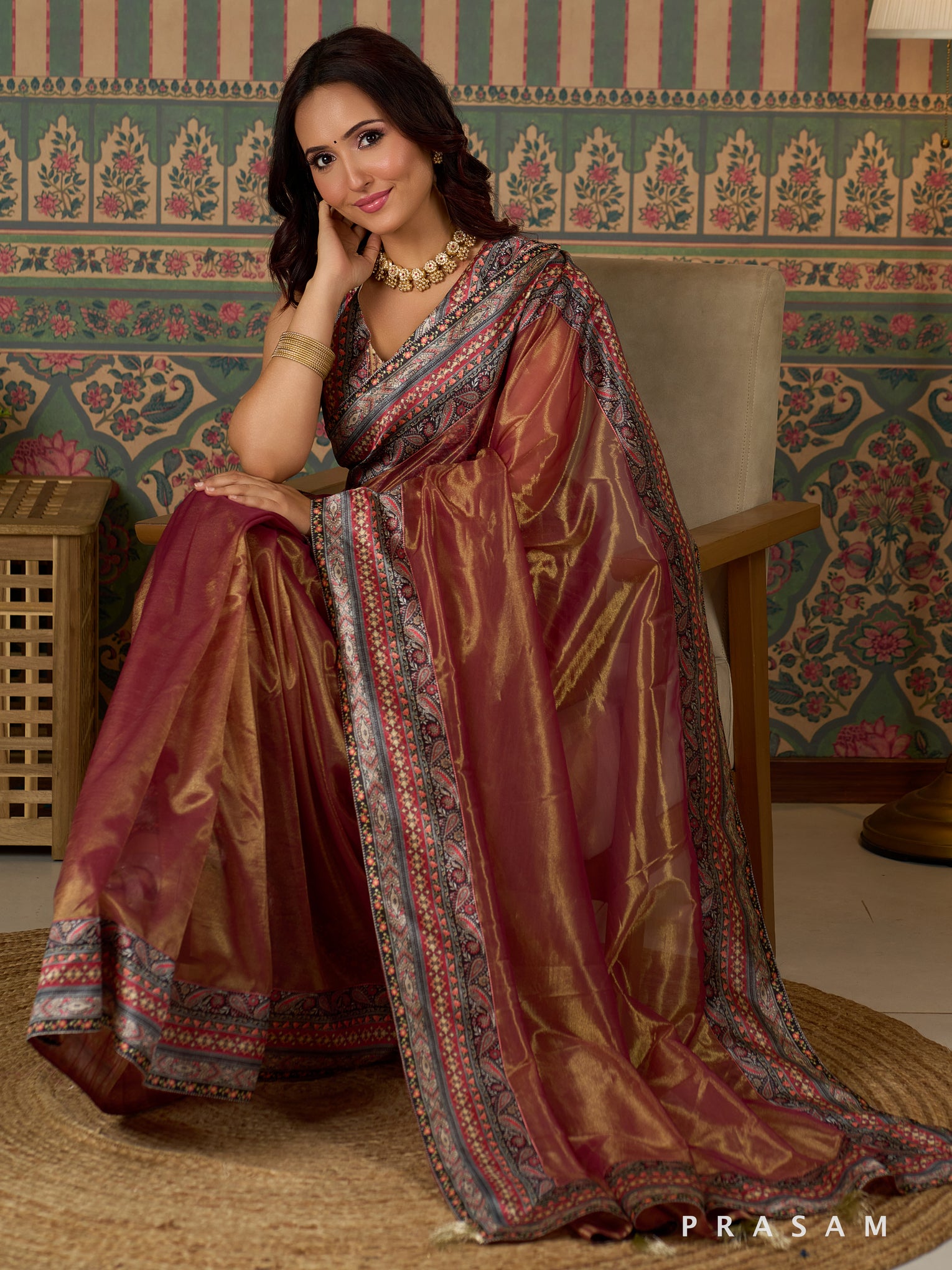 Silken Mirage Dual Tone Tissue Saree.